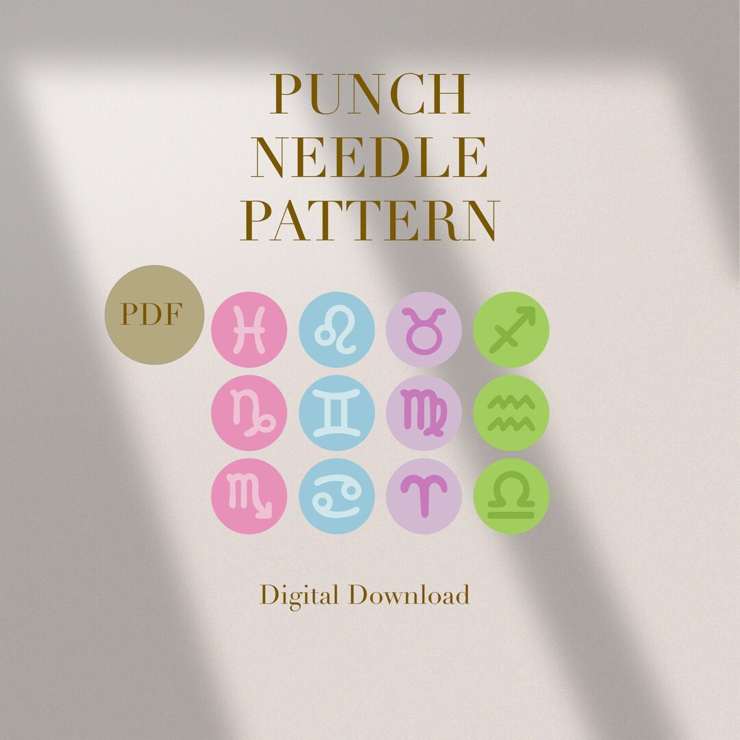 Zodiac Horoscope Sign Mug Rug Punch Needle PDF Pattern for Beginners ...