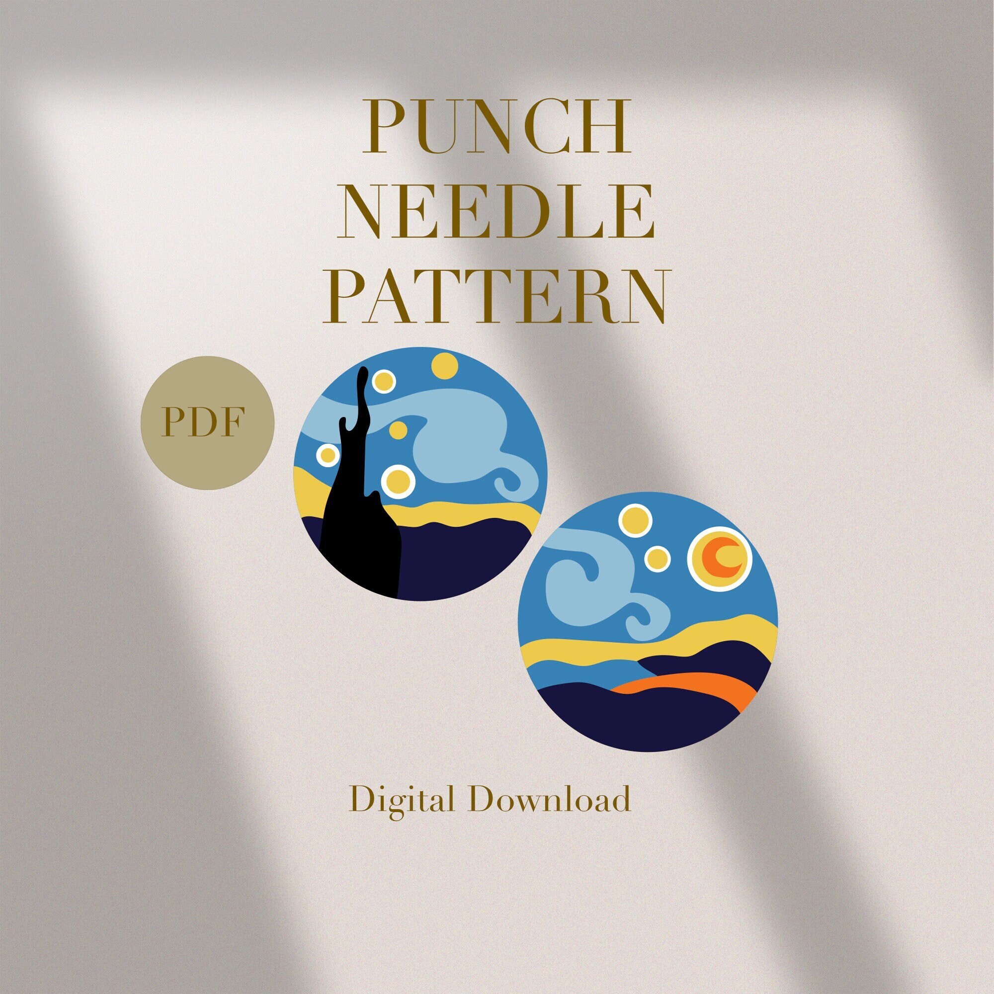 Starry Night Van Gogh Mug Rug Punch Needle PDF Pattern for Beginners ...