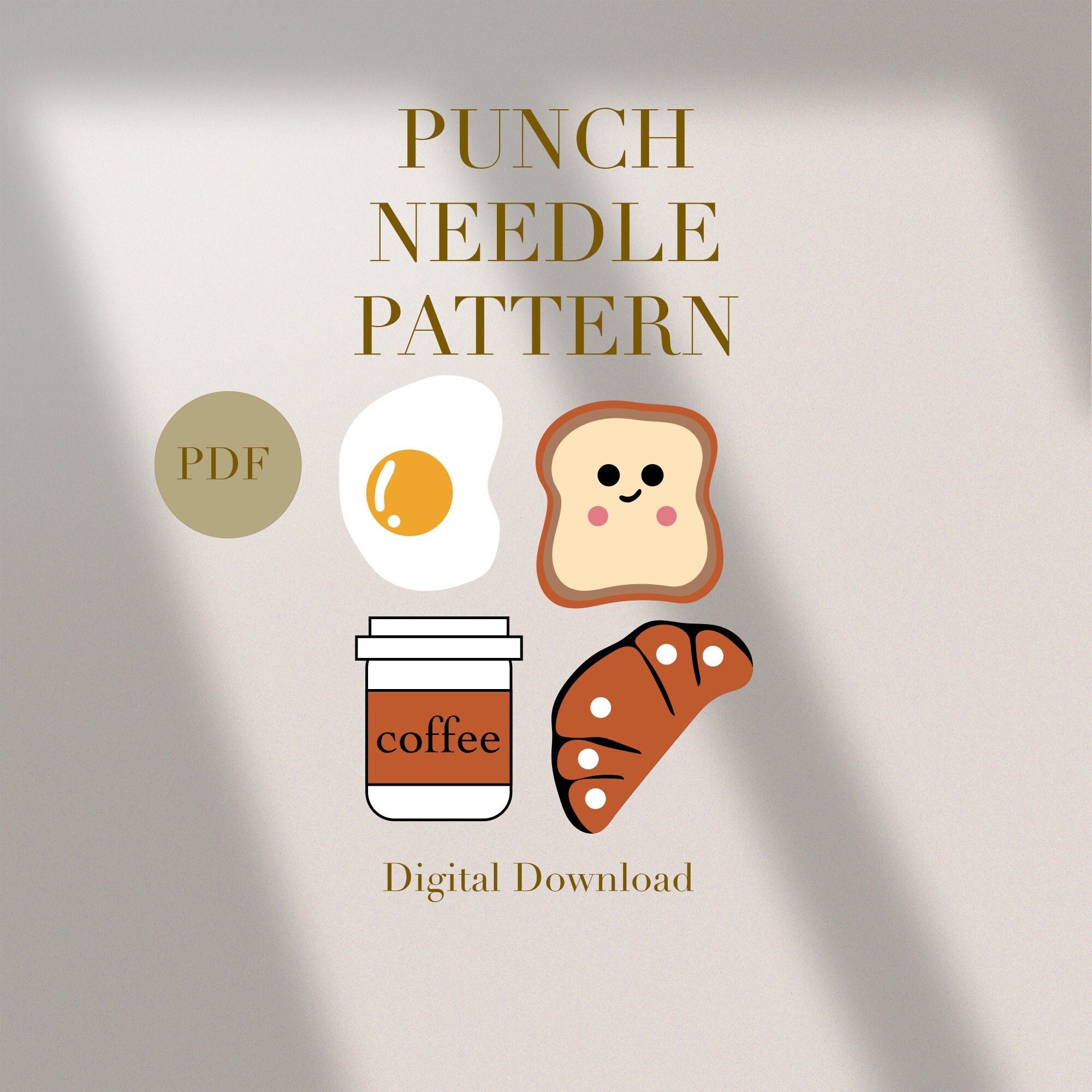 Egg Coffee Bread Croissant Mug Rug Punch Needle PDF Pattern for ...
