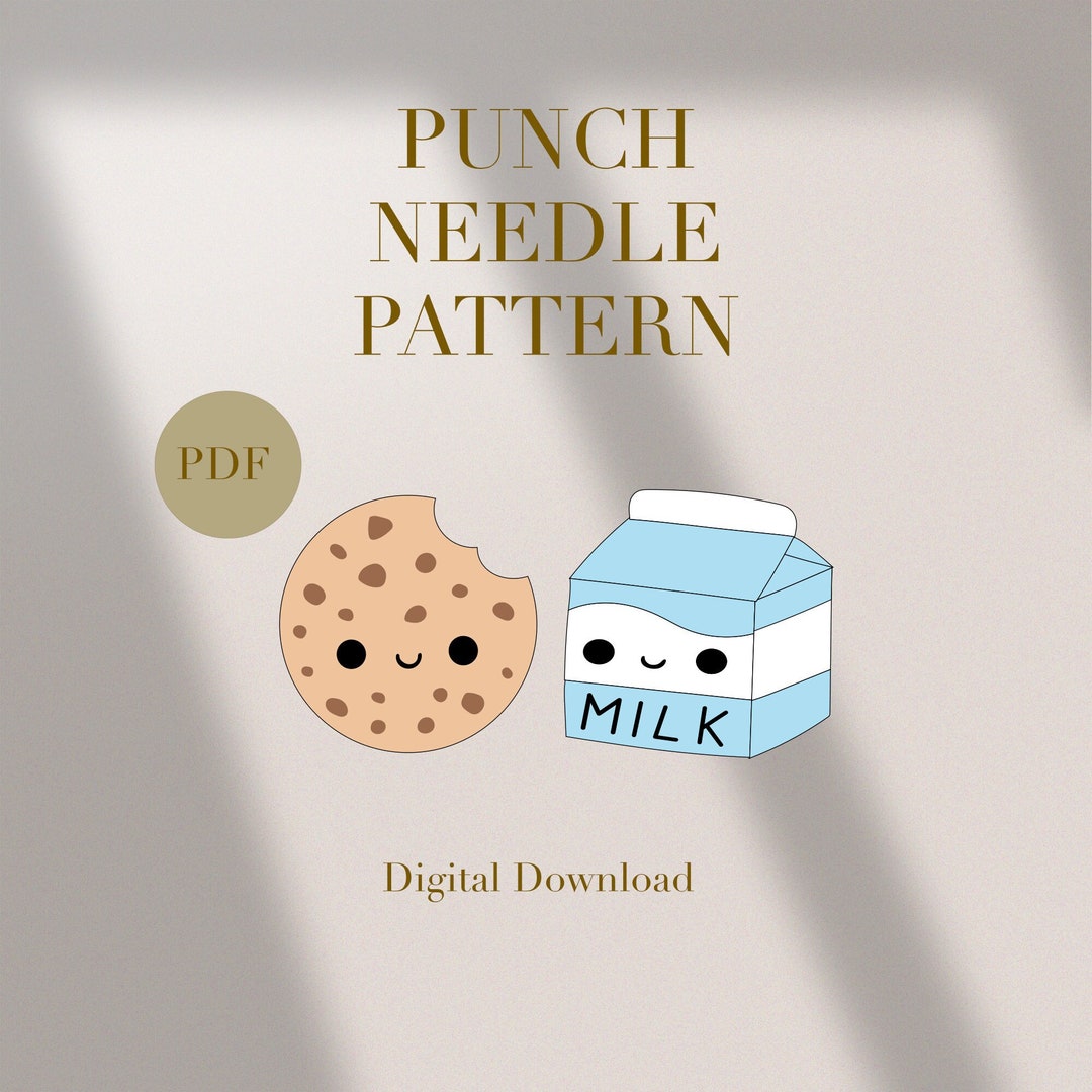 Cookie Milk Mug Rug Punch Needle PDF Pattern for Beginners Instant ...