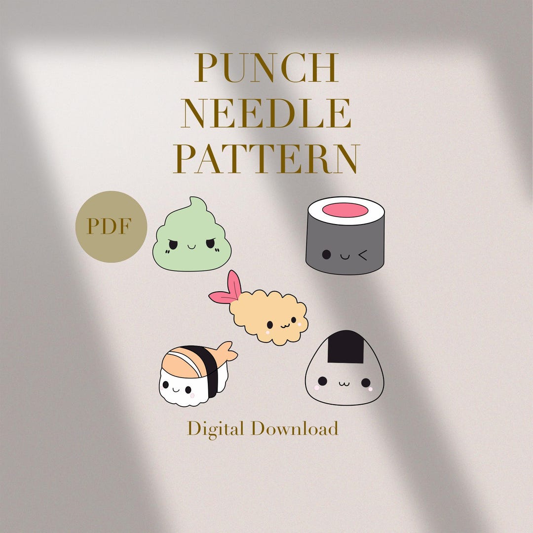 Sushi Kawaii Cute Korean Mug Rug Punch Needle PDF Pattern Beginners ...