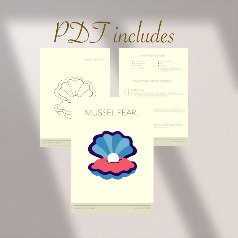 Seashell Mussel Pearl Mug Rug Punch Needle PDF Pattern for Beginners ...