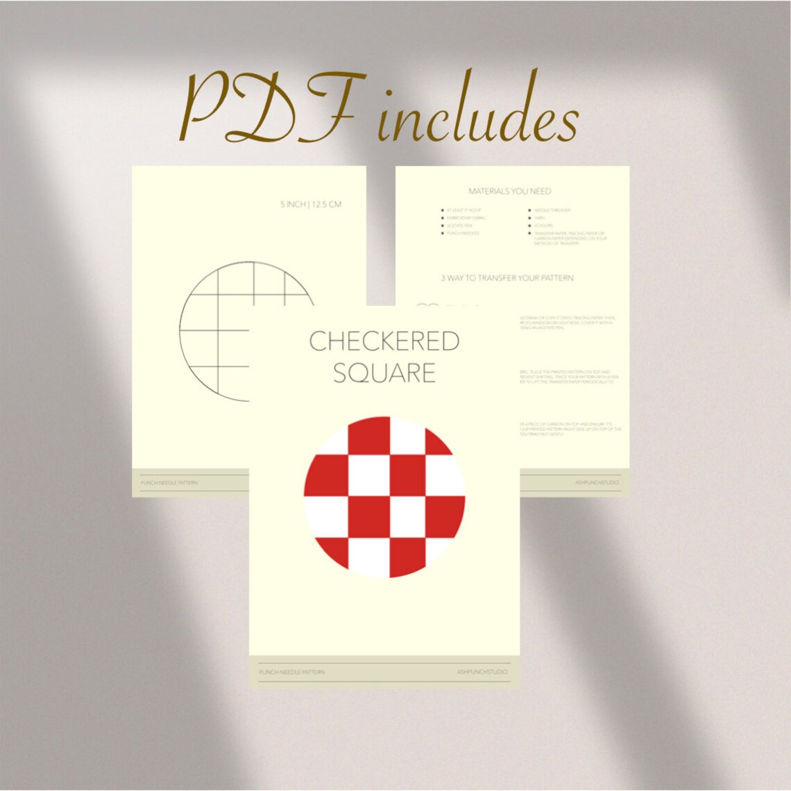 Checkered Circle Checkers Mug Rug Punch Needle PDF Pattern Beginners ...