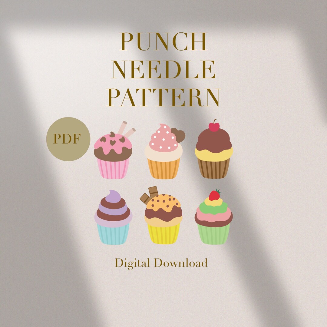 Cupcake Muffin Cake Mug Rug Punch Needle PDF Pattern for Beginners ...