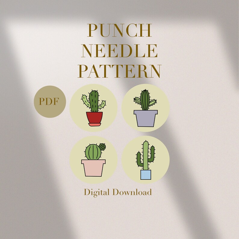 Cactus Plant Mug Rug Punch Needle PDF Pattern for Beginners Instant ...