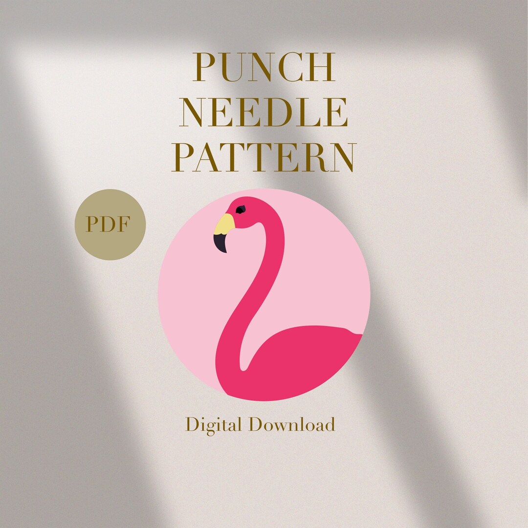 Flamingo Pink Animal Mug Rug Punch Needle PDF Pattern for Beginners ...