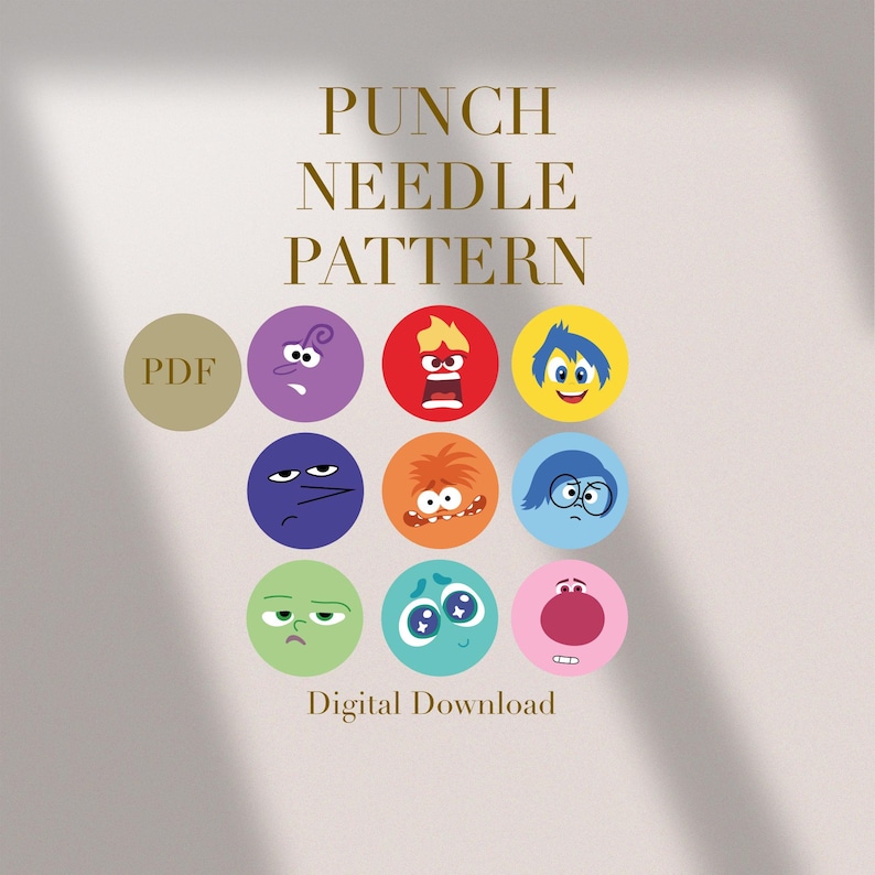 Cartoon Characters Mug Rug Punch Needle PDF Pattern Beginners Instant ...