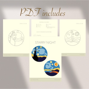 Starry Night Van Gogh Mug Rug Punch Needle PDF Pattern for Beginners ...