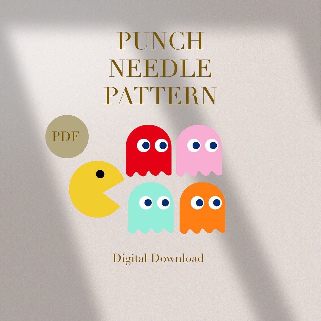 Pacman Arcade Game Mug Rug Punch Needle PDF Pattern for Beginners ...