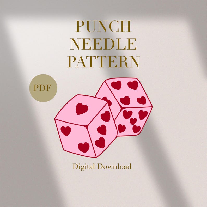 Dice Heart Love Pinky Mug Rug Punch Needle PDF Pattern for Beginners ...