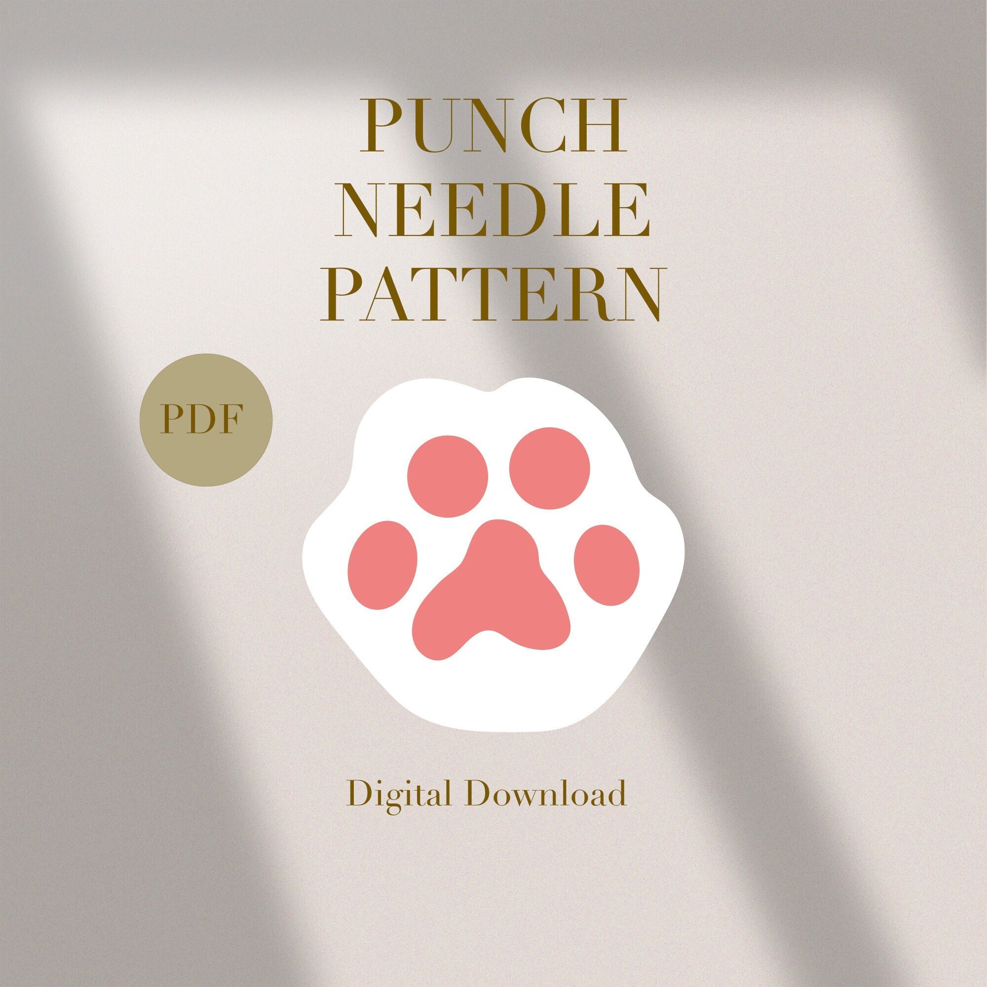 Paw Cat Kitten Mug Rug Punch Needle PDF Pattern for Beginners Instant ...