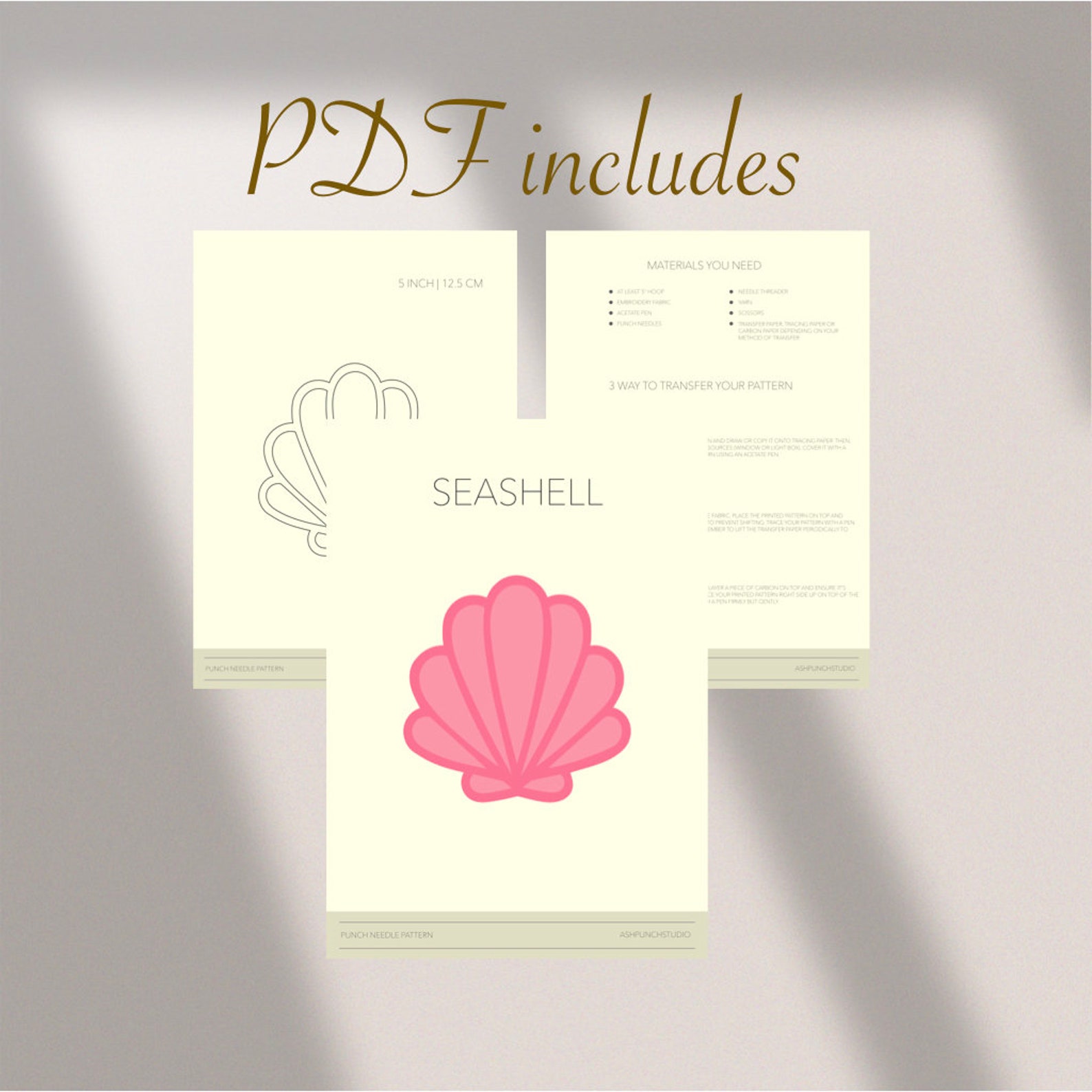 Seashell Mug Rug Punch Needle PDF Pattern for Beginners Instant ...