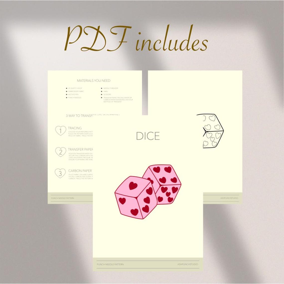 Dice Heart Love Pinky Mug Rug Punch Needle PDF Pattern for Beginners ...