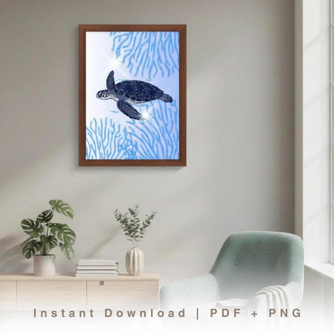 Sea Turtle Printable Coastal Decor Wall Print - Etsy