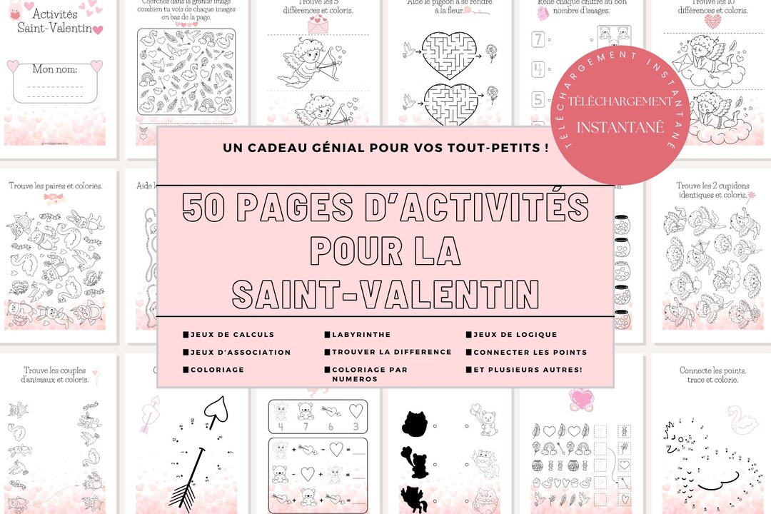 French Valentine's Day Activity Book, French Printables for Children ...