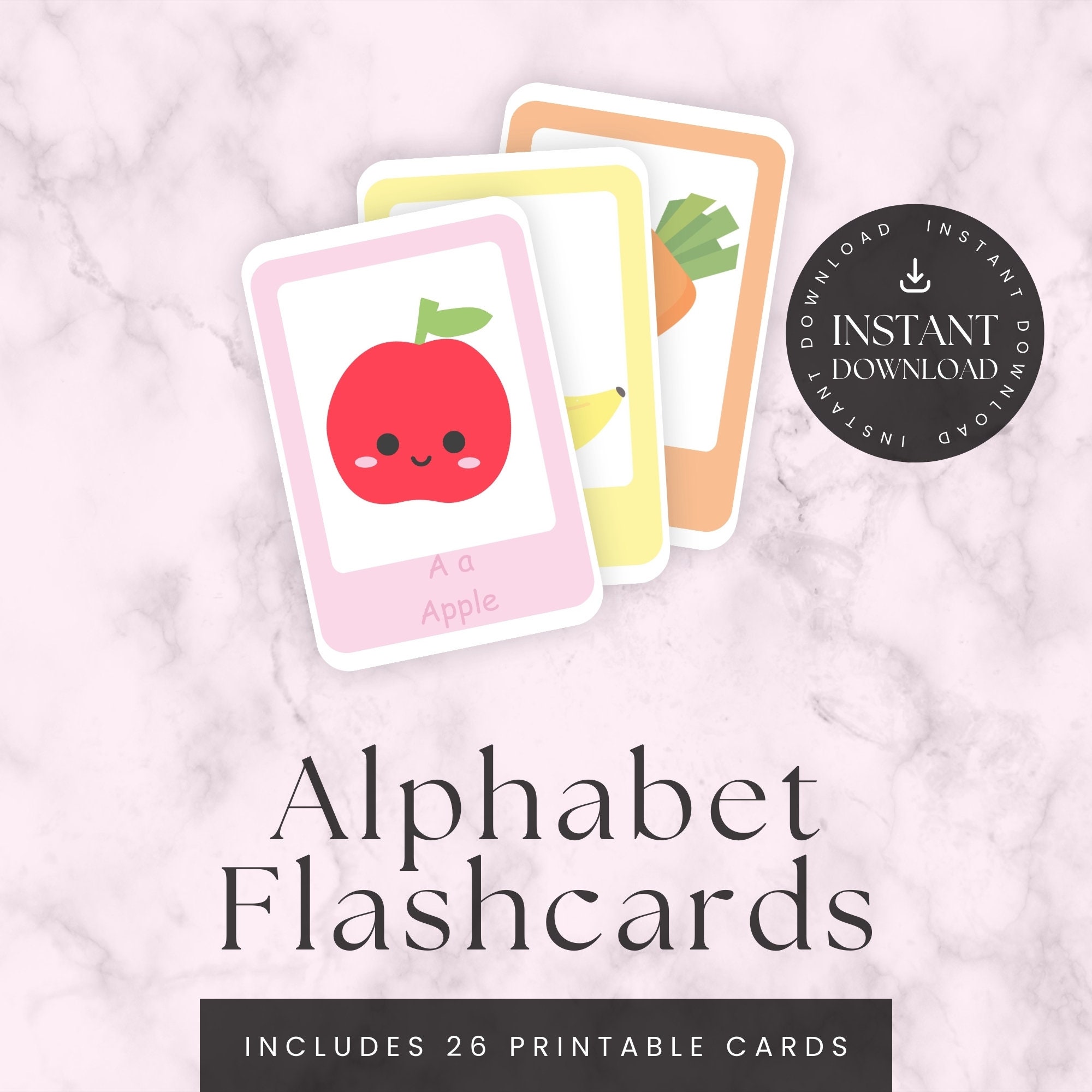 Printable Alphabet Flash Cards, Toddlers Preschool Early Learning ...