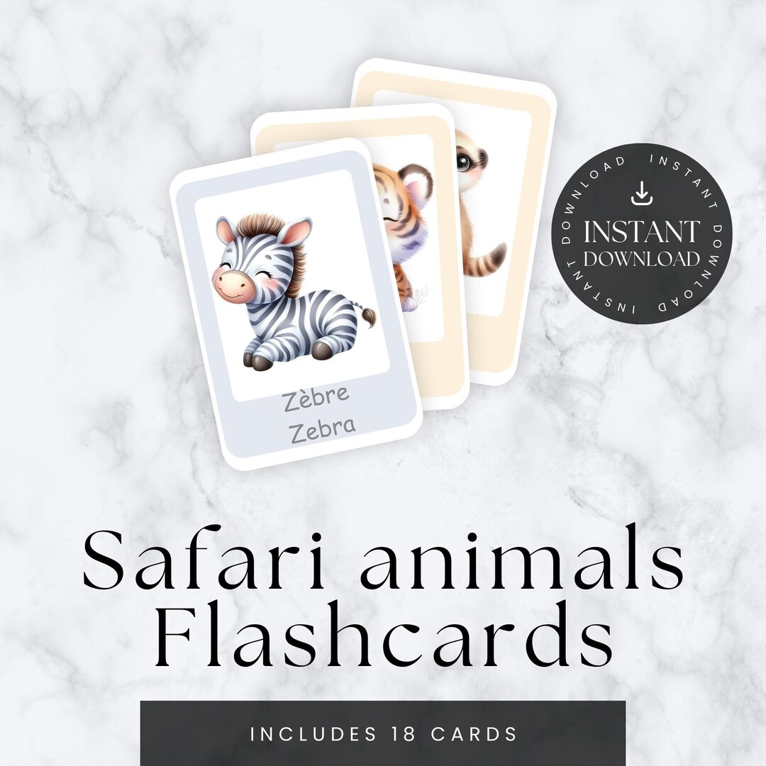 Safari Animal Flash Cards, Preschool Activities, Learning Materials ...
