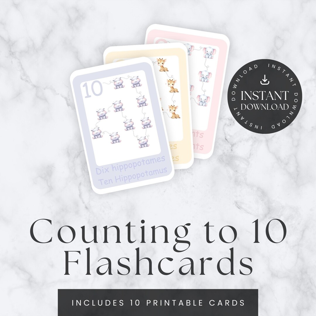 Counting to 10 Flash Cards, Preschool Counting Flash Cards, Count and ...