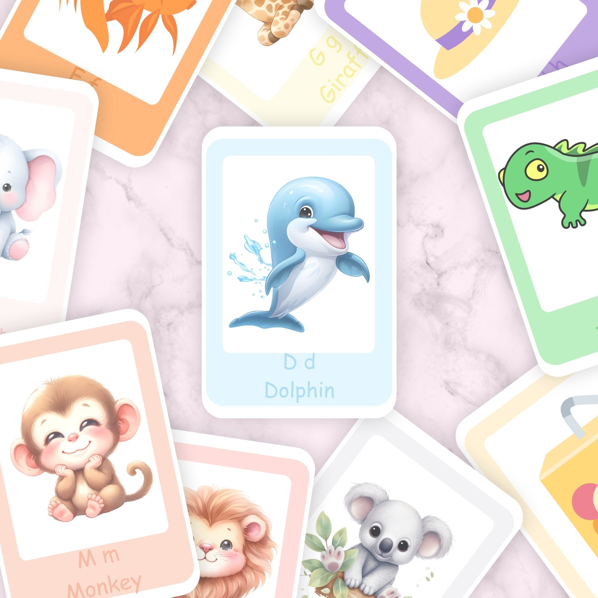 Printable Alphabet Flash Cards, Toddlers Preschool Early Learning ...