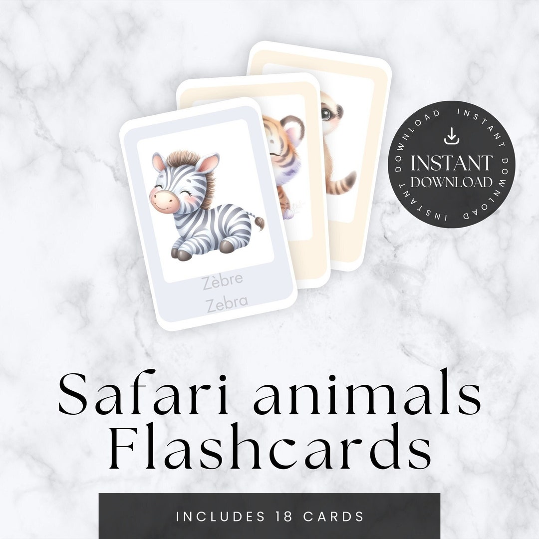 Safari Animal Flash Cards, Preschool Activities, Learning Materials ...