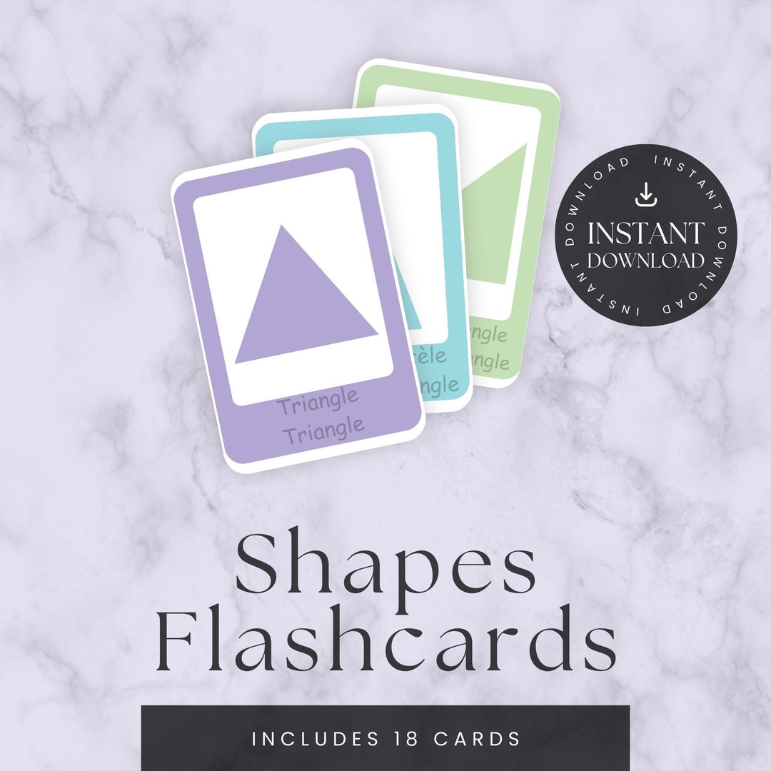 Pastel Shapes Flash Cards, Preschool Materials, Homeschool Printables ...