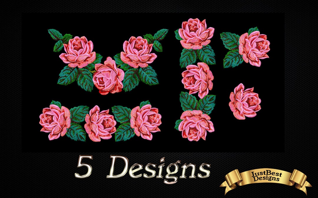 Rose Embroidery Designs: Floral Machine Embroidery Files (digital ...
