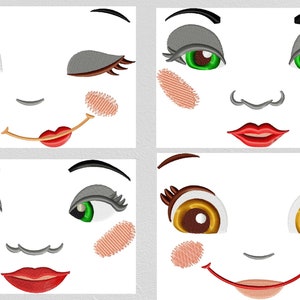 22 Doll Face Embroidery Designs: 4x4 5x7 Hoop (instant Download) - Etsy