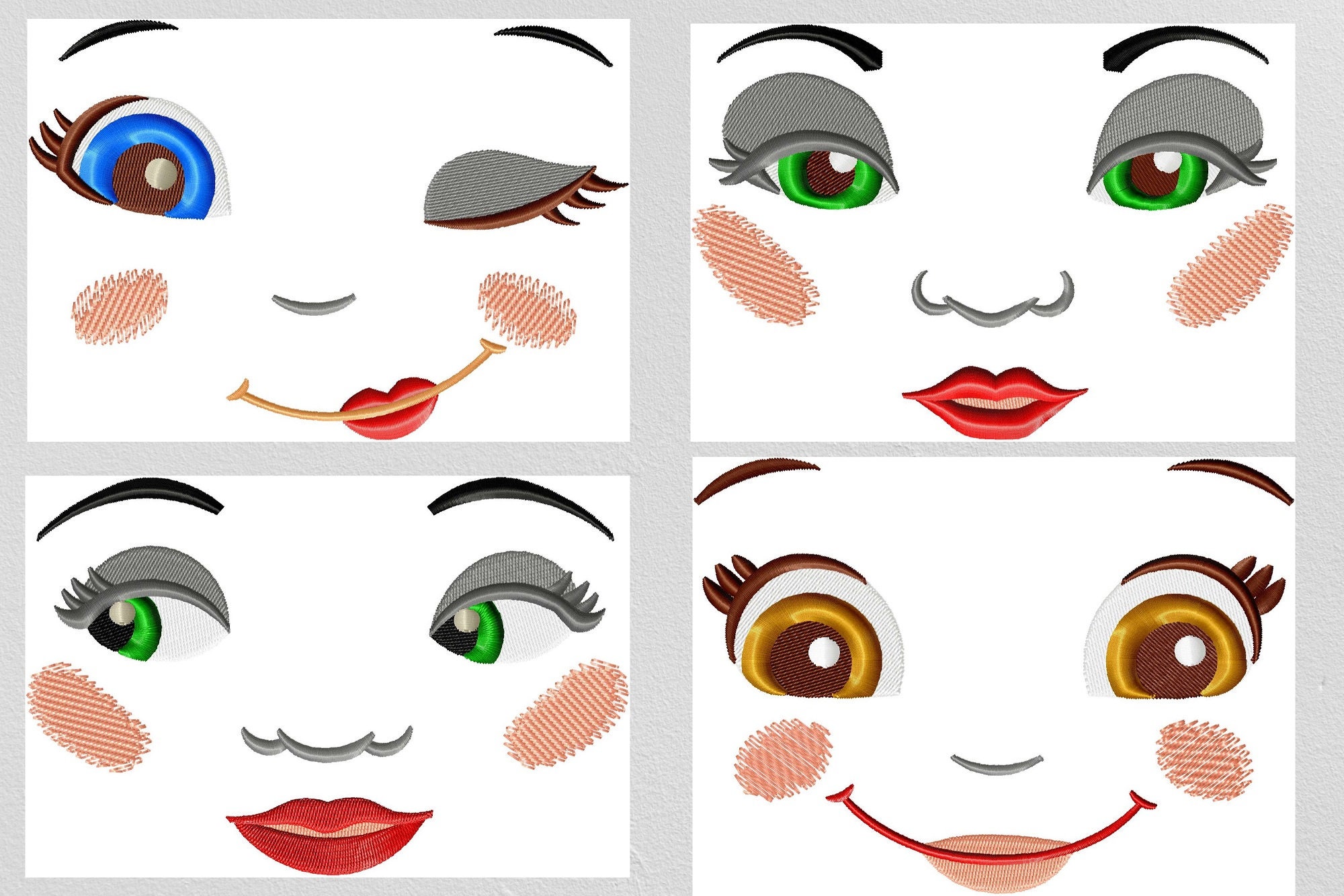 22 Doll Face Embroidery Designs: 4x4 5x7 Hoop (instant Download) - Etsy