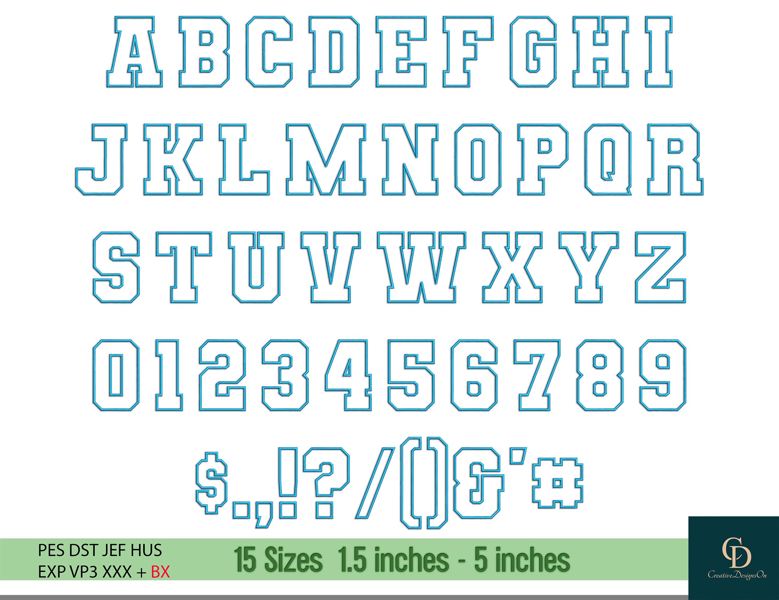 Varsity Applique Embroidery Font - Bestselling Sport Font - 15 Sizes ...