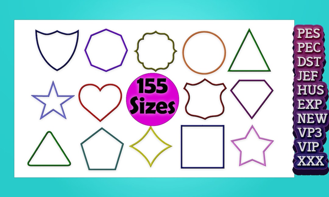 Border Frame Embroidery Designs: 14 Shapes, 155 Sizes (digital Download ...