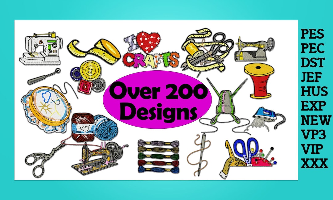 200+ Sewing Machine Embroidery Designs: Multi-format Collection (4x4 ...