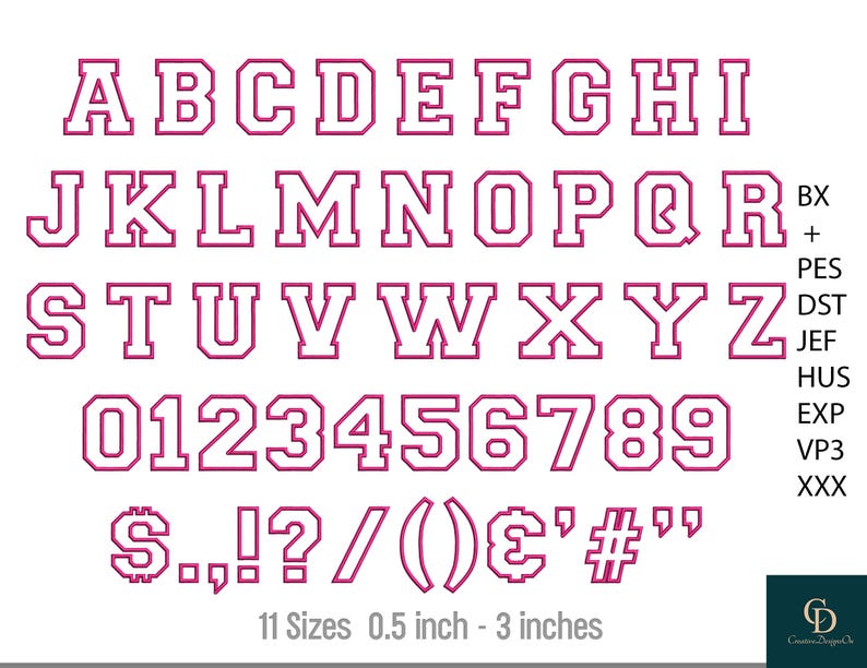 Varsity Machine Embroidery Font, Varsity Bestselling Embroidery Font in ...