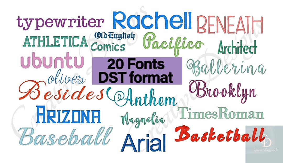 22 Embroidery Fonts: DST Tajima Format (digital Download) - Etsy