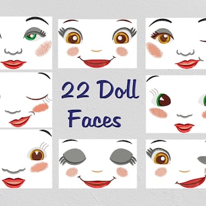 22 Doll Face Embroidery Designs: 4x4 5x7 Hoop (instant Download) - Etsy