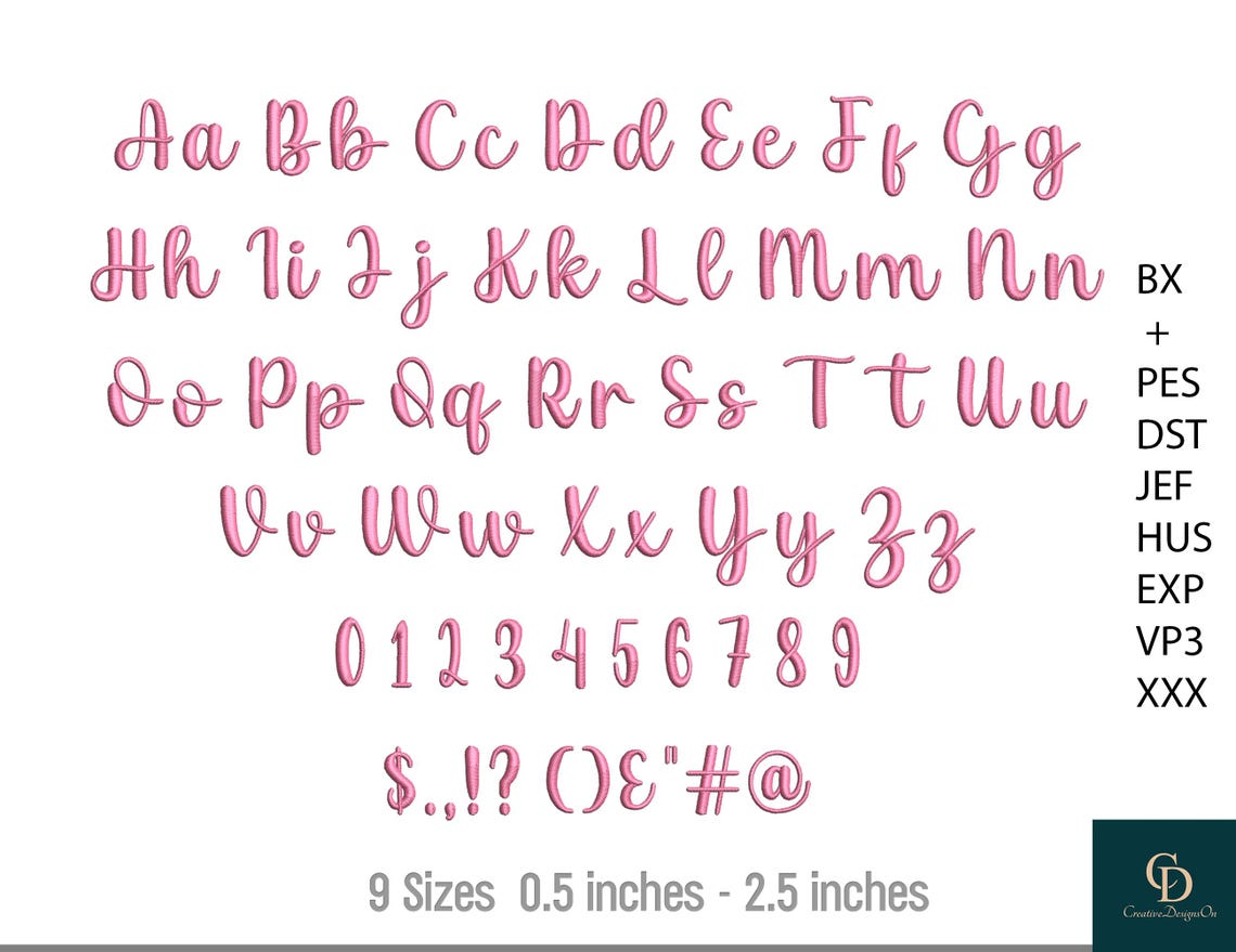Sweet Hart Machine Embroidery Font, 9 Sizes (instant Download) - Etsy