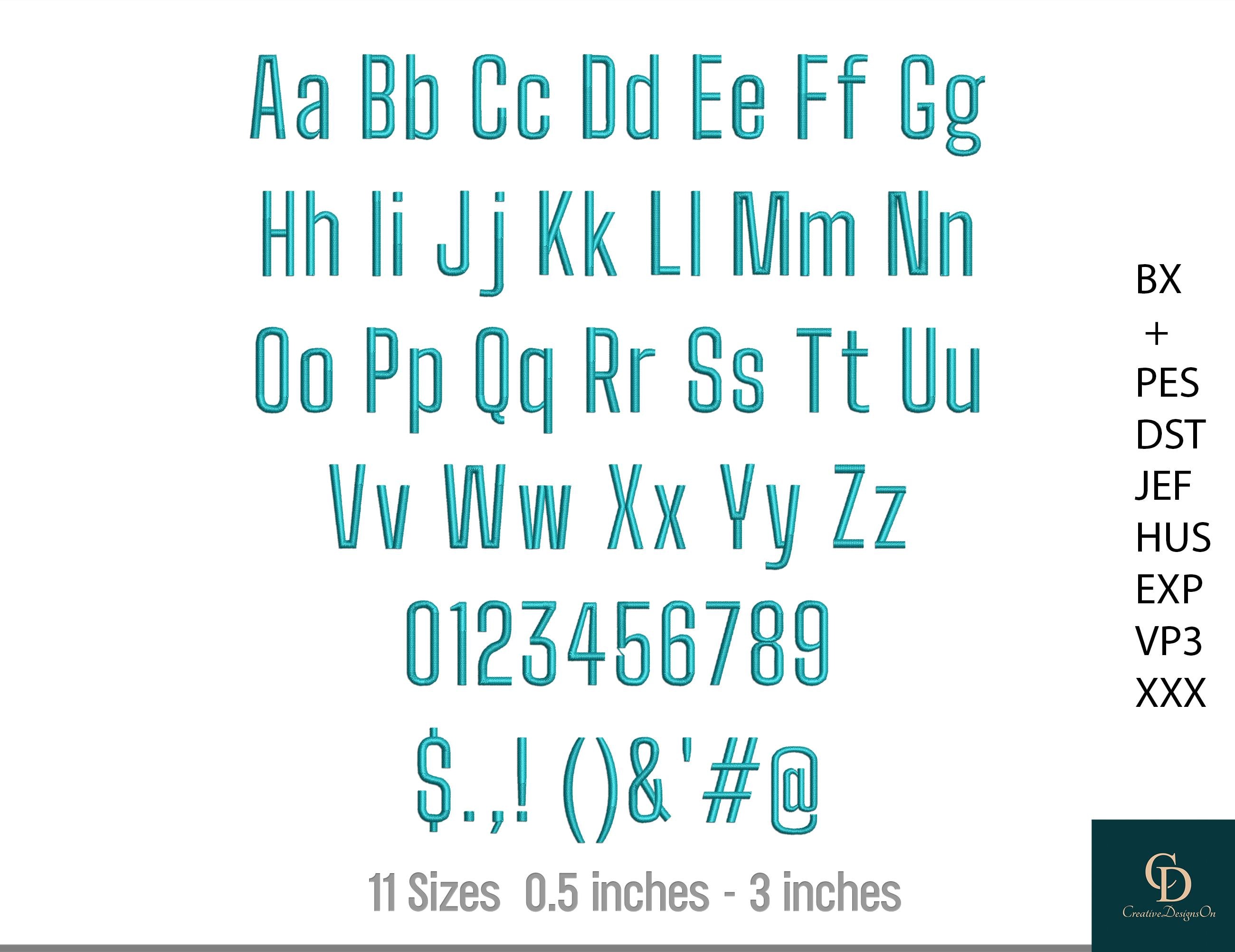 Tiny Machine Embroidery Font, Compact Bestselling Embroidery Font in 11 ...