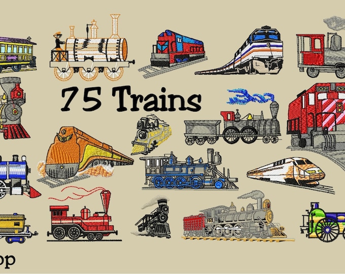 75 Trains Embroidery Designs: Multiple Formats, 4x4 Hoop (instant ...