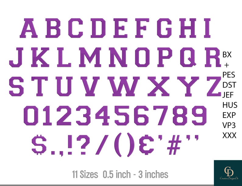 Varsity Machine Embroidery Font, Varsity Bestselling Embroidery Font in ...