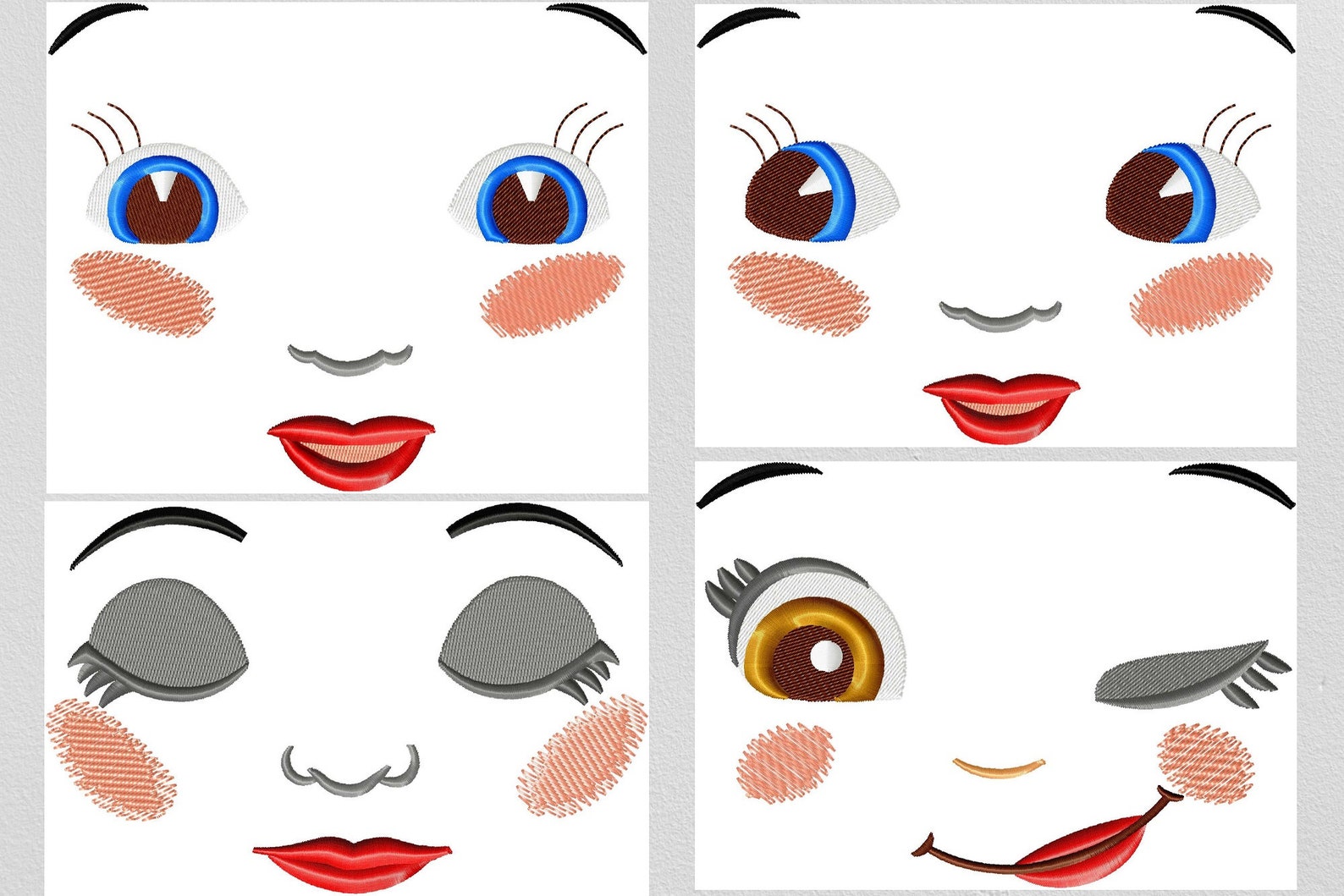 22 Doll Face Embroidery Designs: 4x4 5x7 Hoop (instant Download) - Etsy