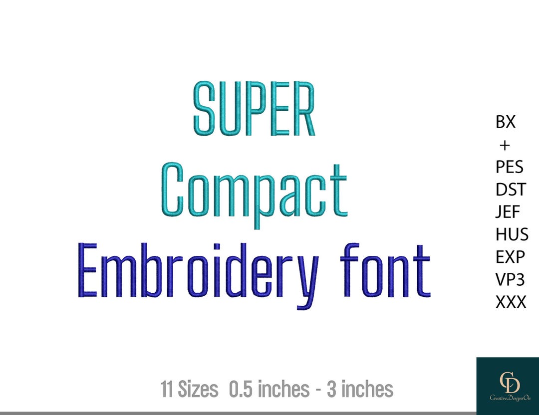 Tiny Machine Embroidery Font, Compact Bestselling Embroidery Font in 11 ...