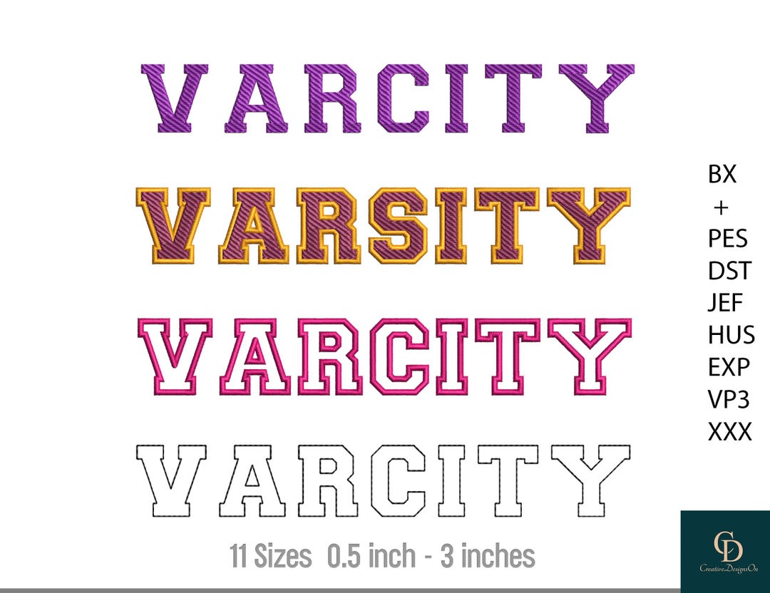 Varsity Machine Embroidery Font, Varsity Bestselling Embroidery Font in ...