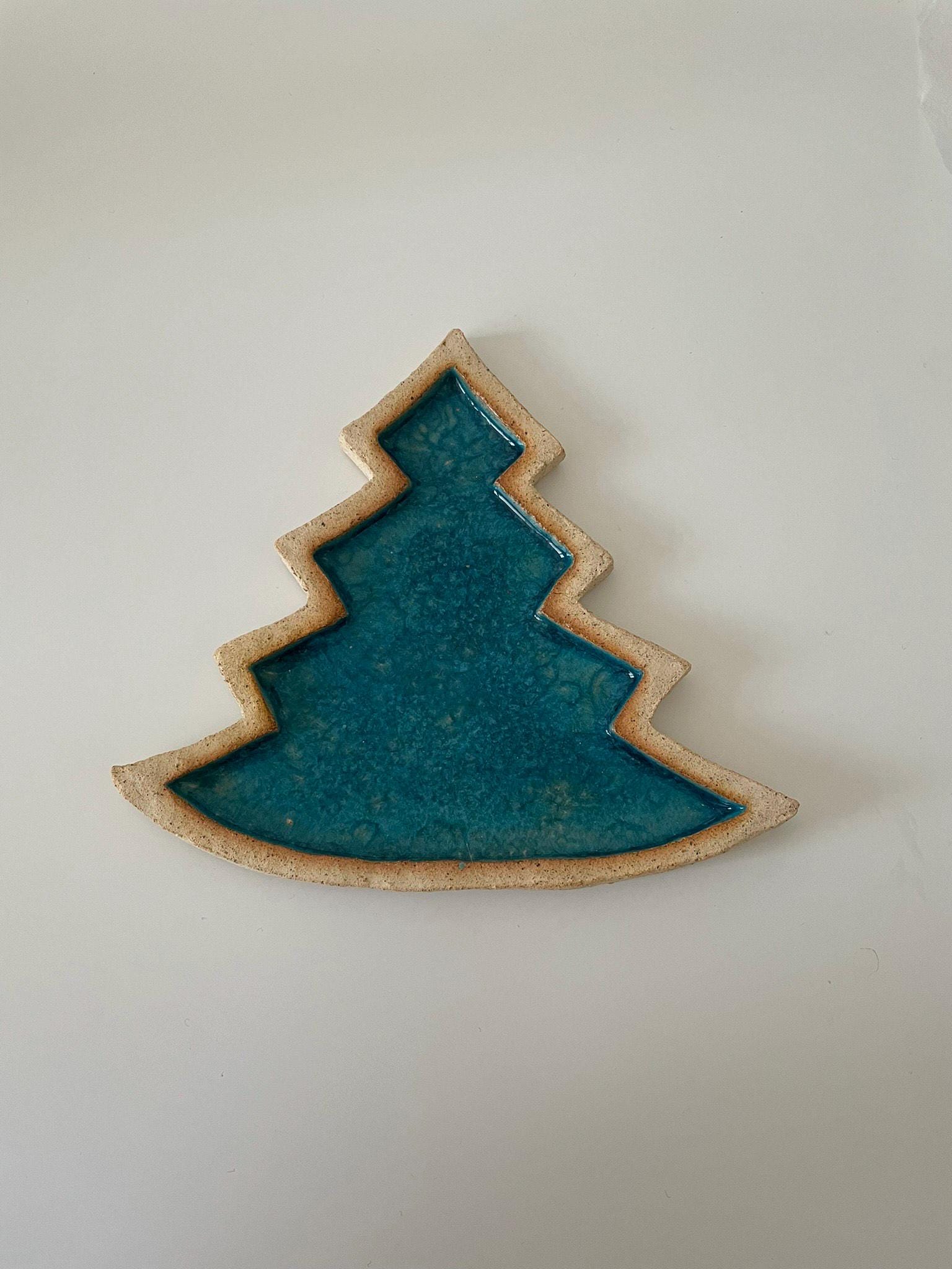Christmas Tree Clay Trinket Dish Handmade Glazed Holiday Decor, Medium ...