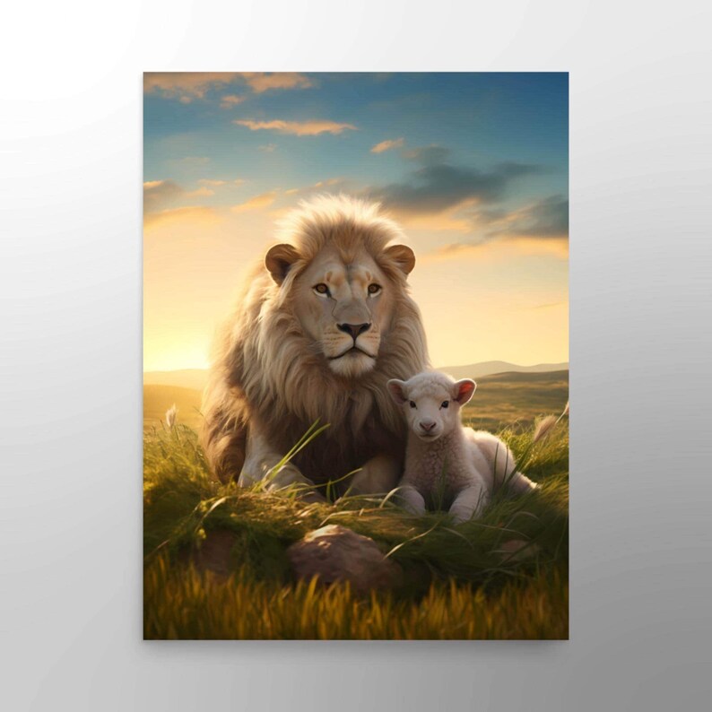 Lion and the Lamb ~ Printed & Shipped ~ Printed Wall Art ~ Lion ~ Lamb ...