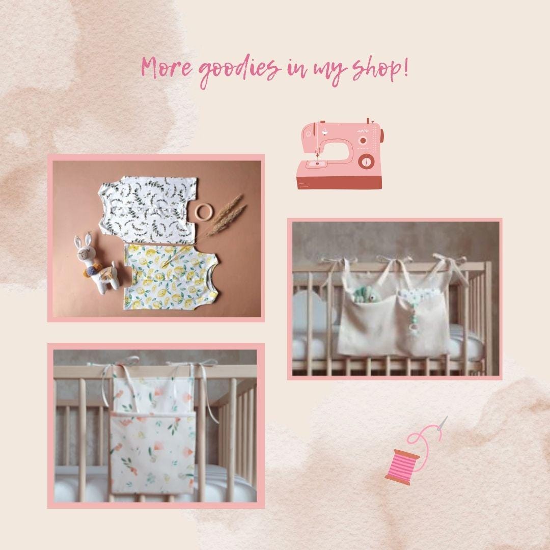 Sewing Pattern for Nursery Crip Caddy Organizer Hanging Bed Pocket ...