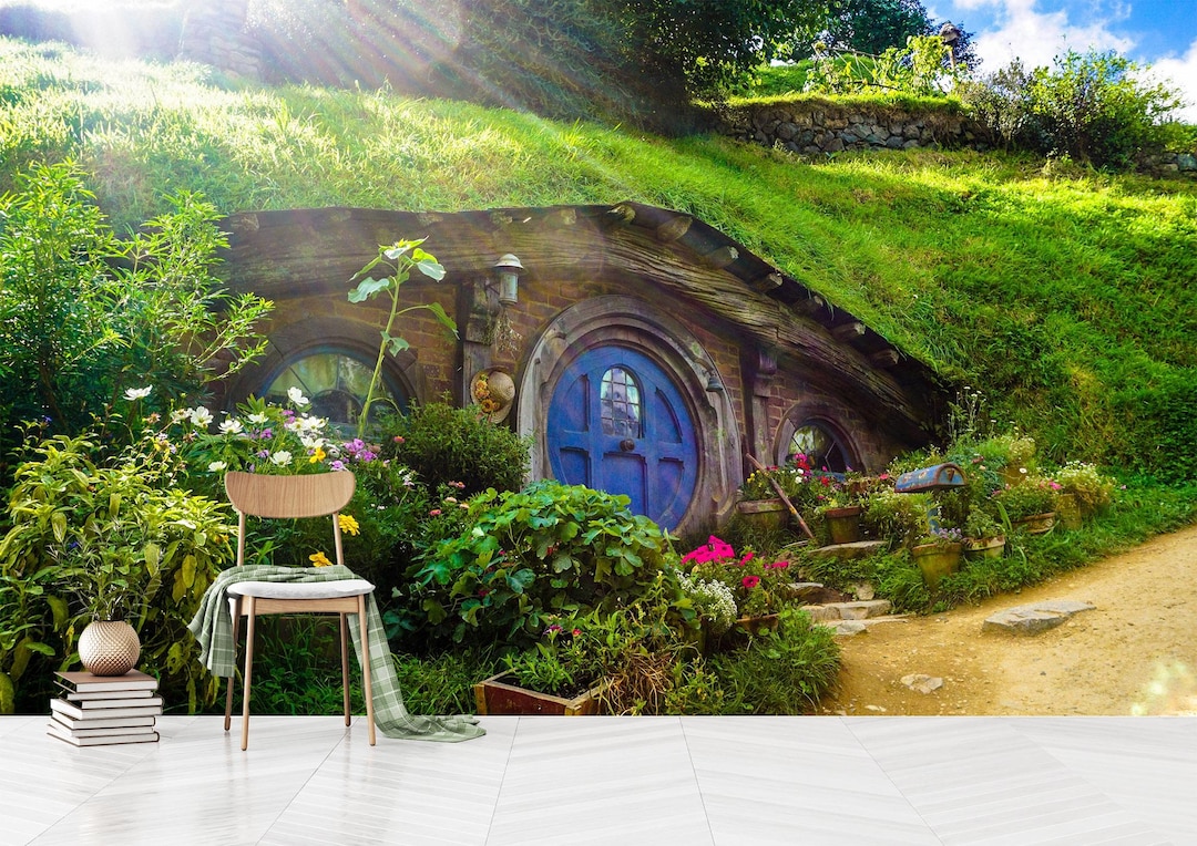 Hobbit House Wallpaper, Fantasy Wallpaper Kids Room, Hobbit Fairy Tale ...