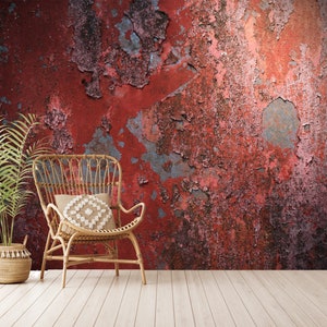 Red Oxide Metal Texture Wallpaper: Peel and Stick Non-woven Mural - Etsy