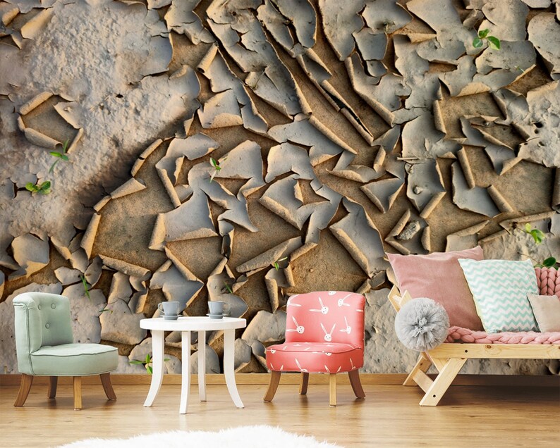 Peeling Earth Wallpaper: Arid Ground Wall Decor, Self Adhesive - Etsy