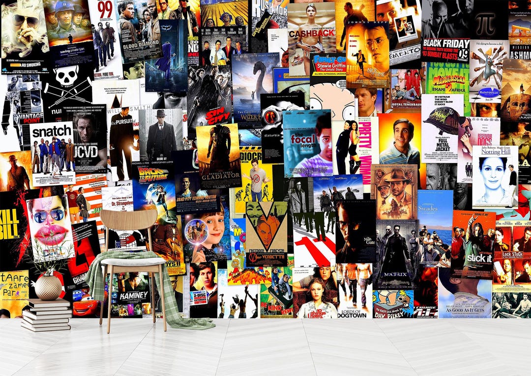 Movie Poster Collage Wallpaper: Famous Film Photo Wall Art, Peel and ...