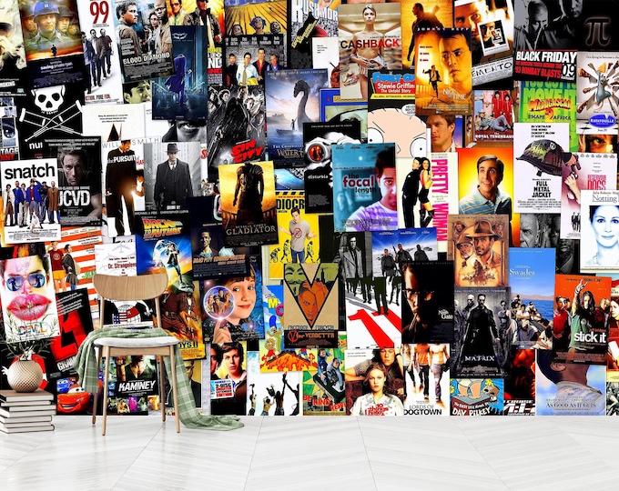 Movie Poster Collage Wallpaper - Peel and Stick Wall Mural - Etsy Canada