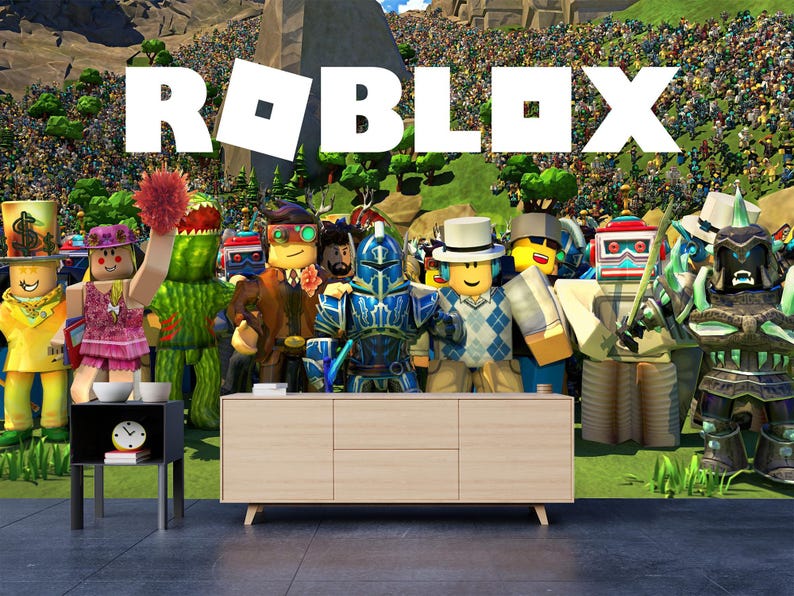 Roblox Gaming Mural,roblox Wall Mural,roblox Wall Decor,roblox Kids ...